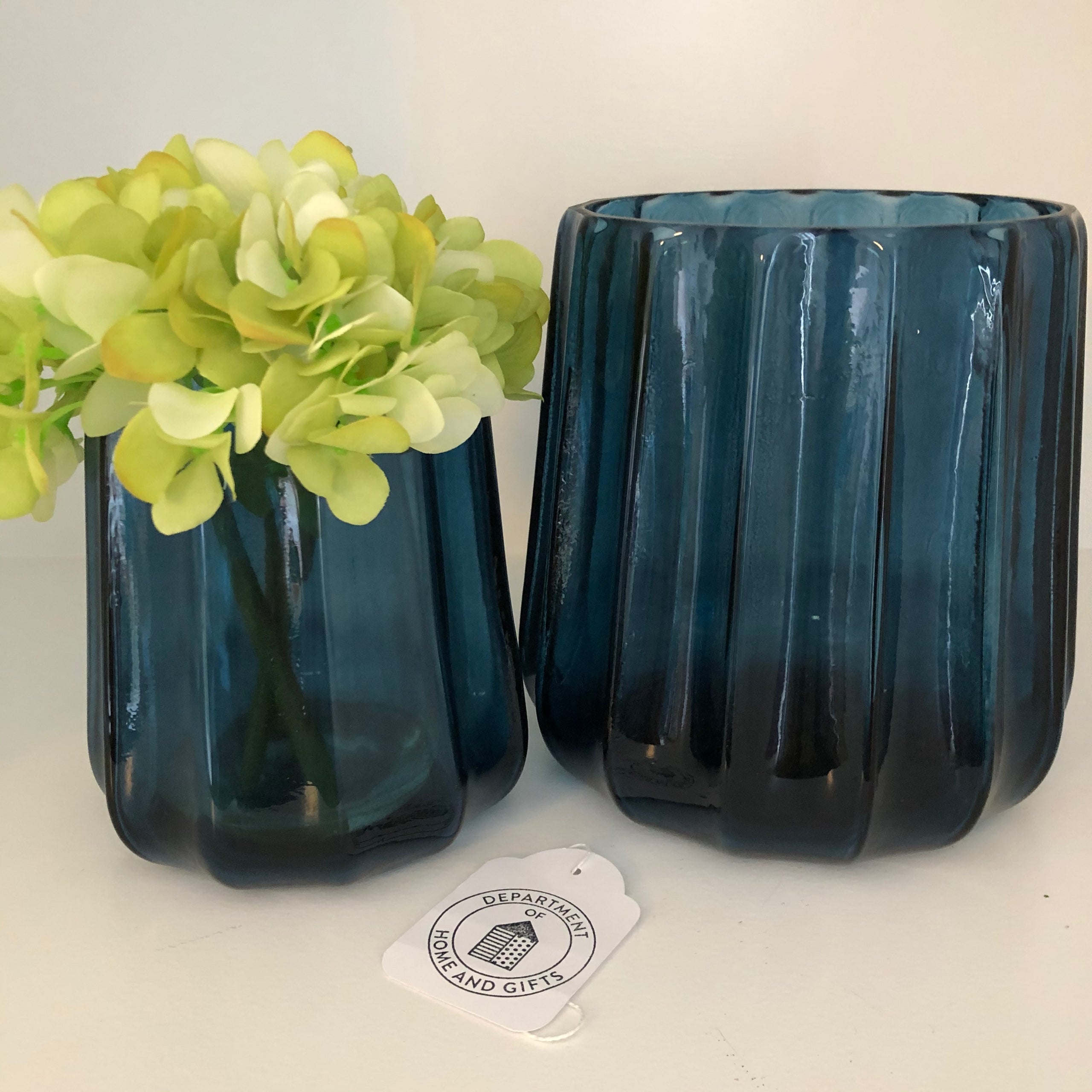Blue Fluted Glass Vase - Set of Two available from the Department of ...